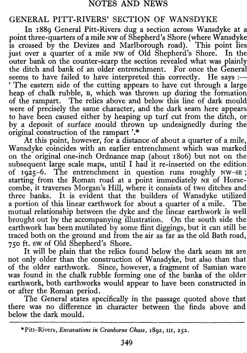 GENERAL PITT-RIVERS' SECTION OF WANSDYKE | Antiquity | Cambridge Core