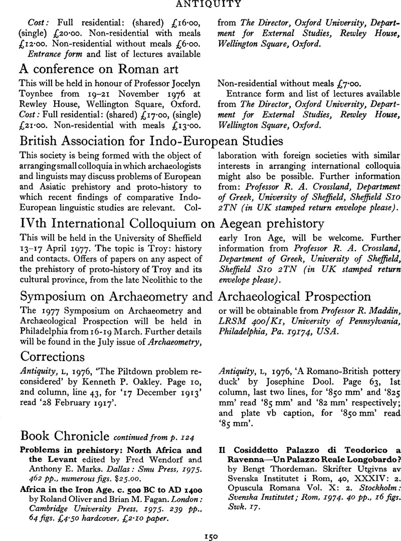 Symposium on Archaeometry and Archaeological Prospection | Antiquity ...