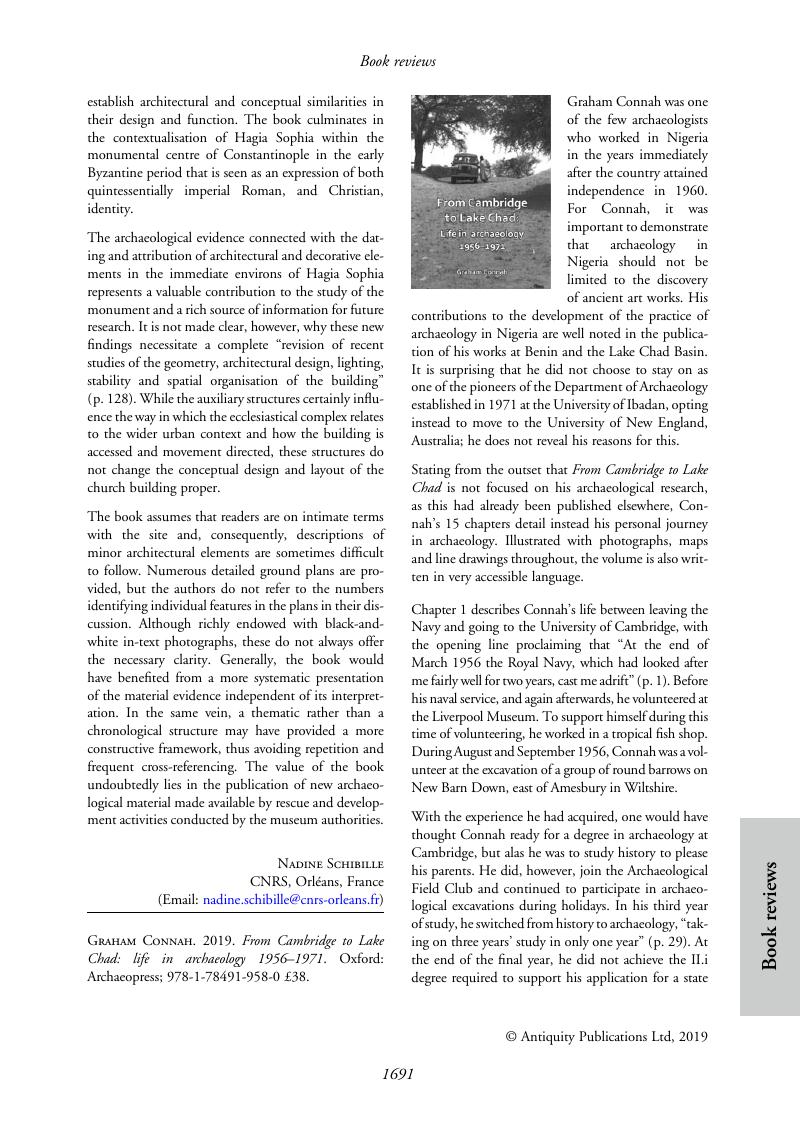 Graham Connah. 2019. From Cambridge to Lake Chad: life in archaeology ...