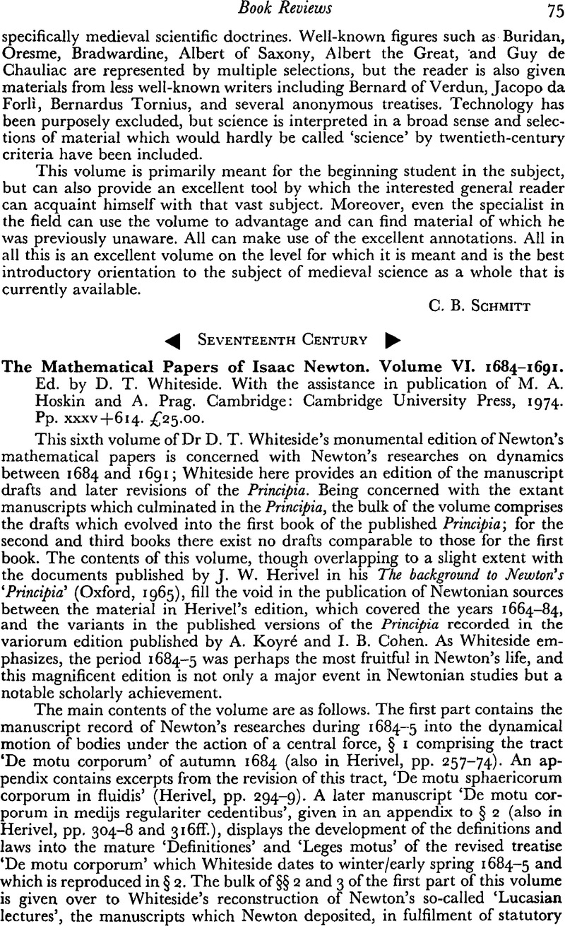 Seventeenth Century - The Mathematical Papers of Isaac Newton. Volume ...