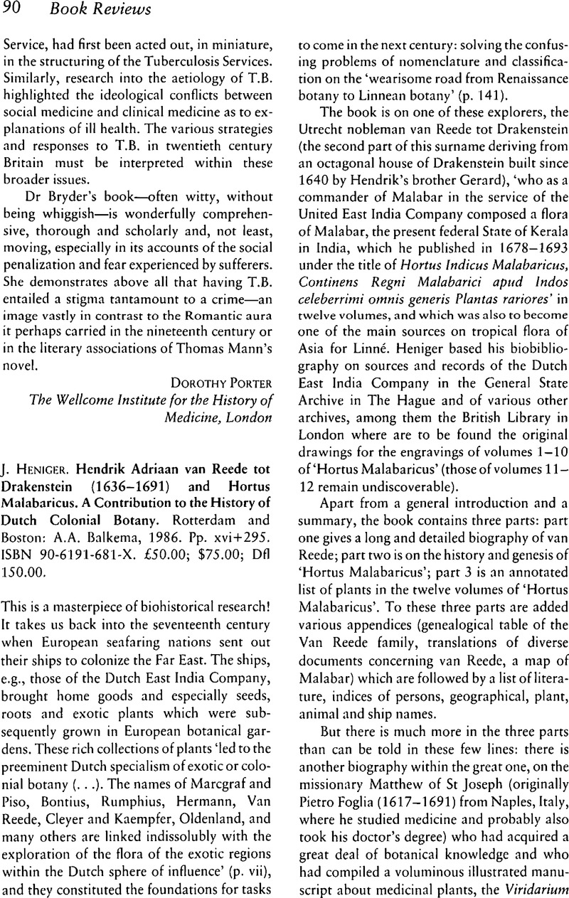 J. Heniger. Hendrik Adriaan van Reede tot Drakenstein (1636–1691) and ...