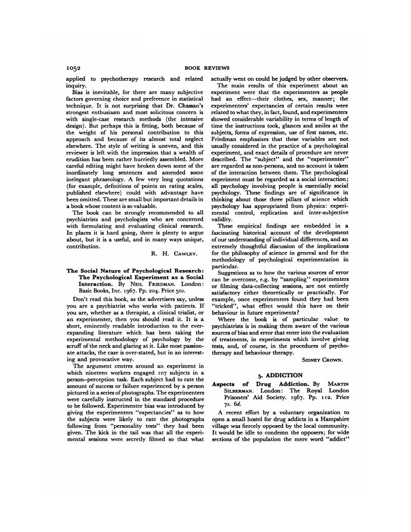 Aspects of Drug Addiction. By Martin Silberman. London: The Royal ...