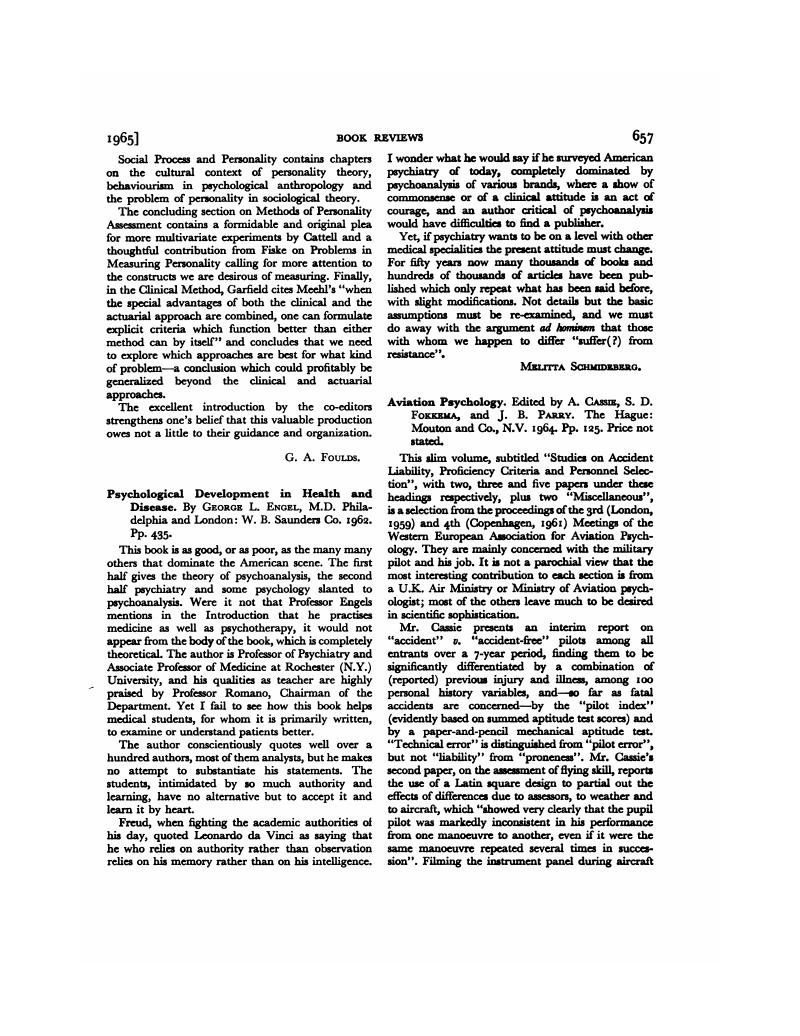 Psychological Development in Health and Disease. By George L. Engel, M ...