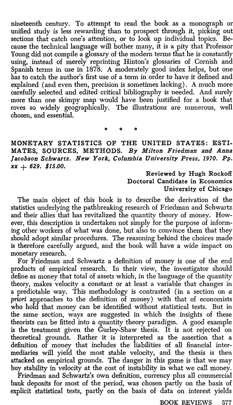 Monetary Statistics of the United States: Estimates, Sources, Methods ...