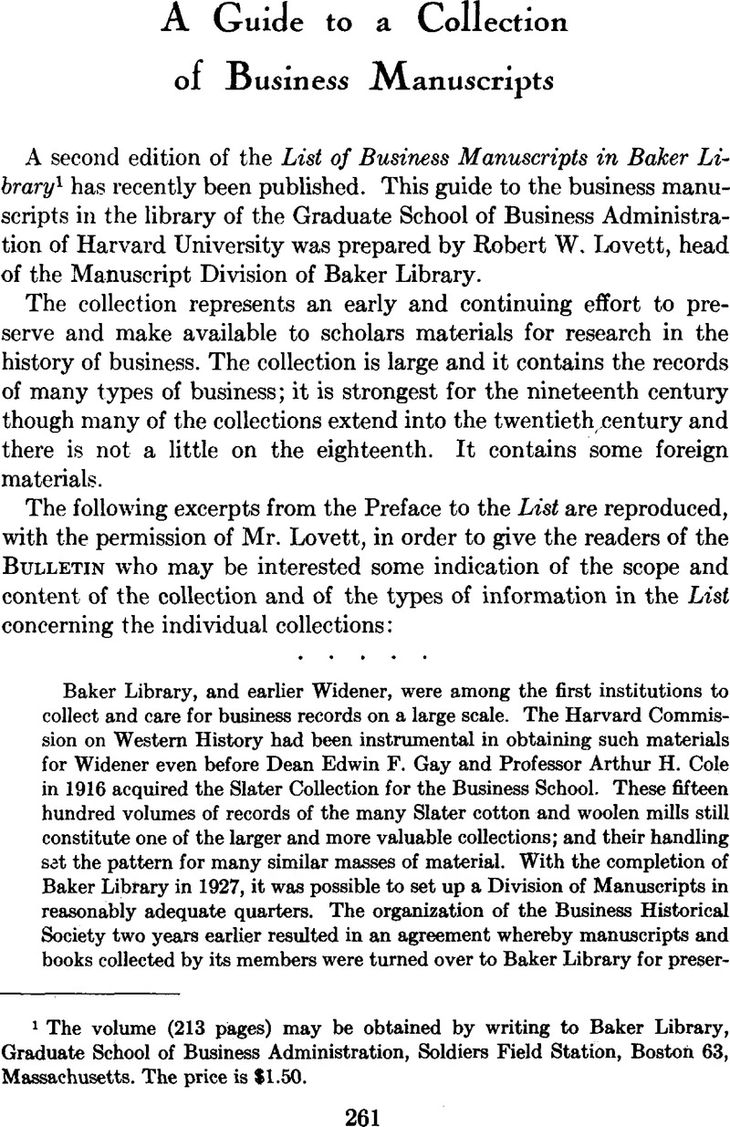 A Guide to a Collection of Business Manuscripts | Business History ...
