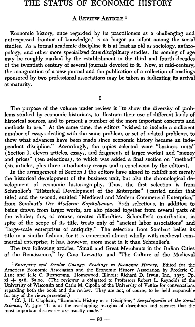 The Status of Economic History: A Review Article | Business History ...