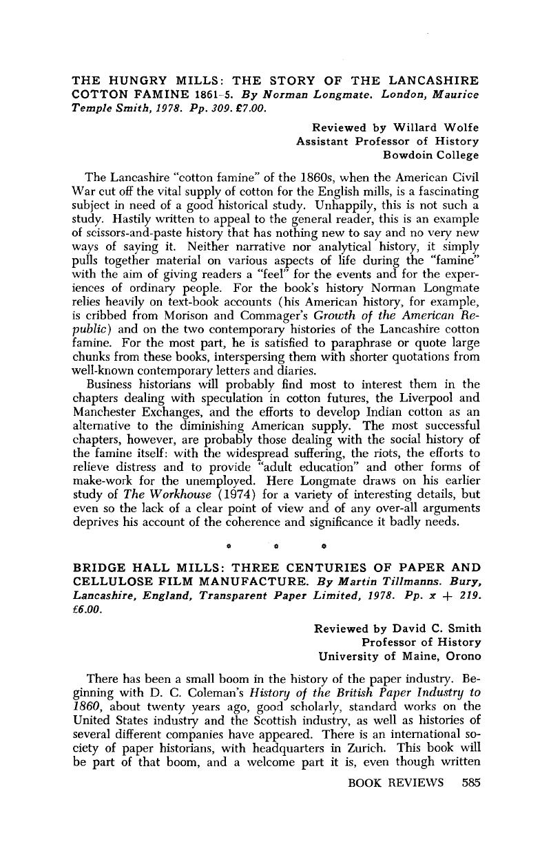 The Hungry Mills: The Story of the Lancashire Cotton Famine 1861–5. By ...
