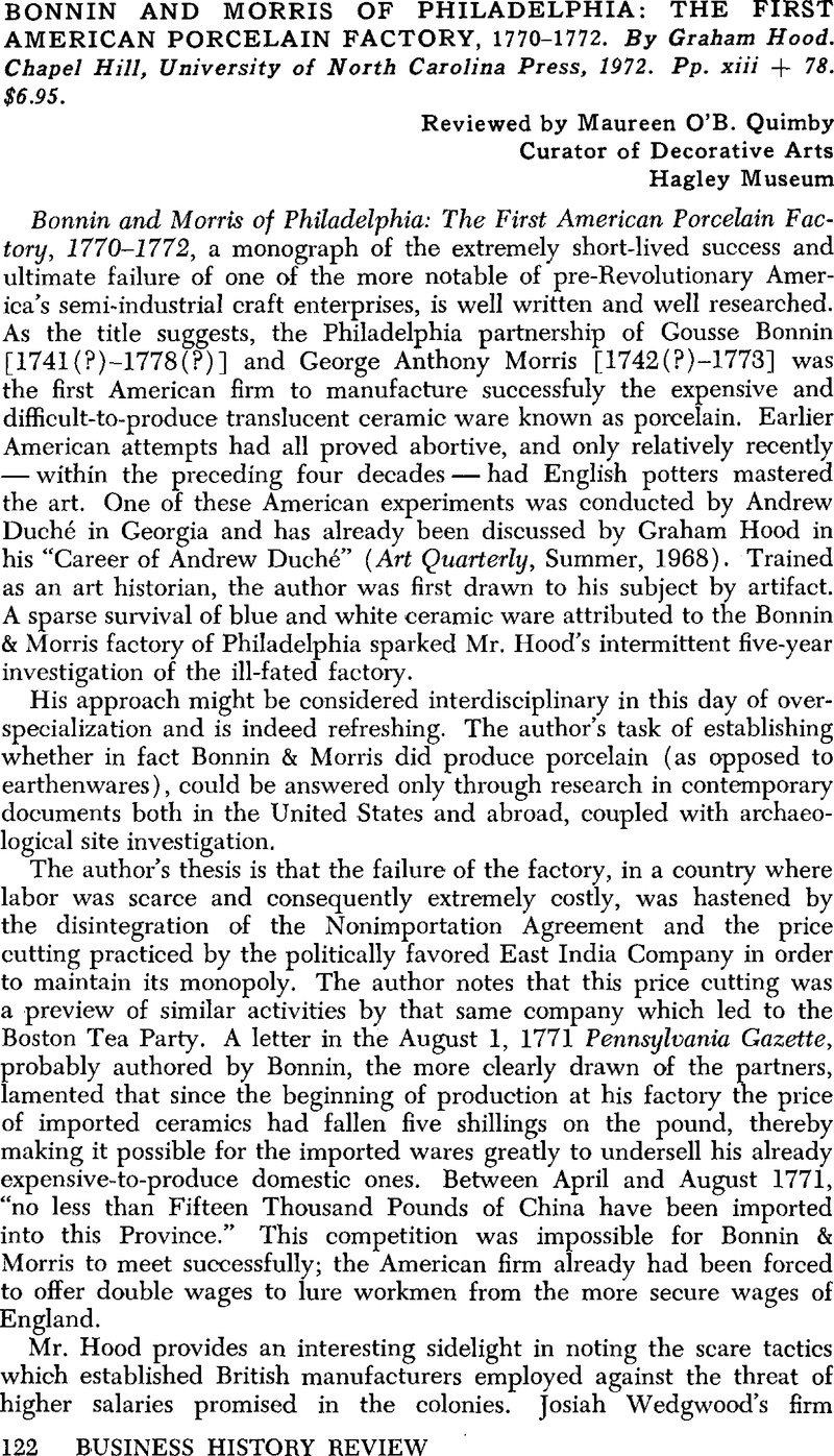 Bonnin and Morris of Philadelphia: the First American Porcelain Factory ...