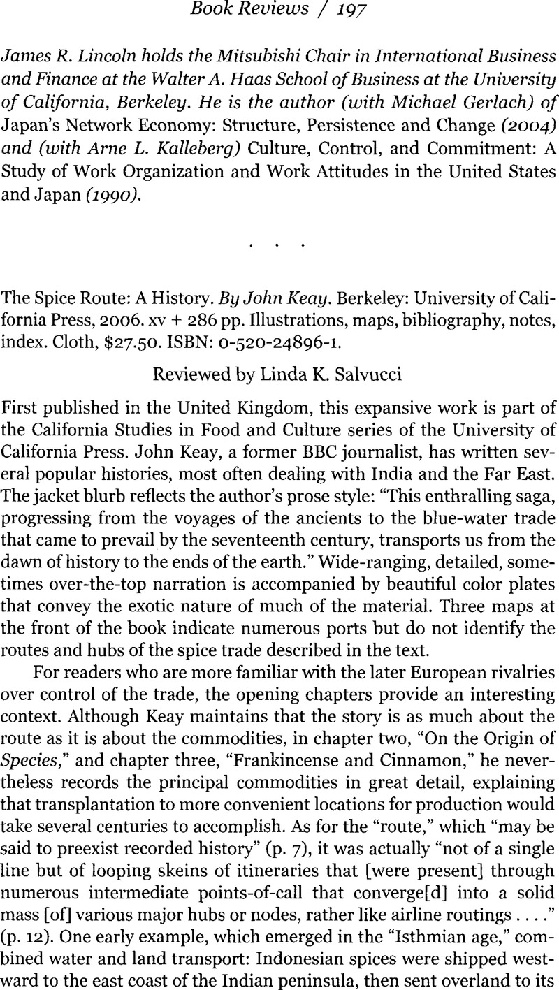 The Spice Route: A History. By John Keay. Berkeley: University of ...