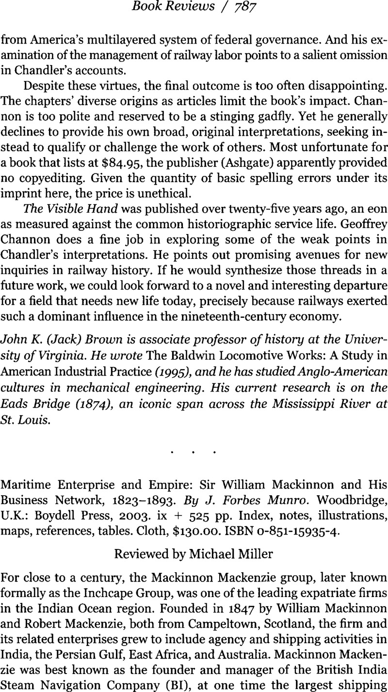 Maritime Enterprise and Empire: Sir William Mackinnon and His Business Network, 1823–1893. By J ...