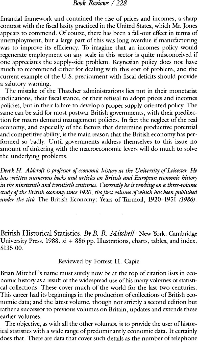 British Historical Statistics. By B. R. Mitchell. · New York: Cambridge ...