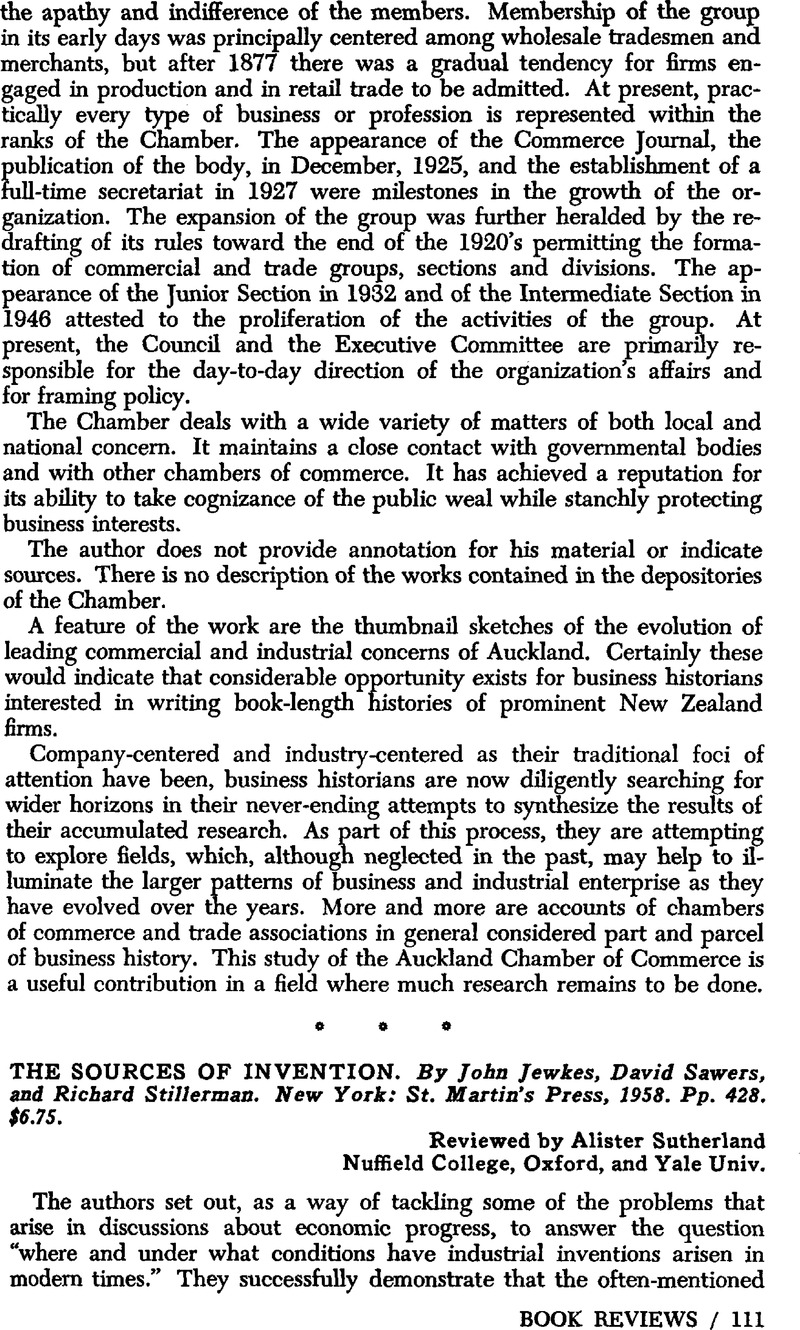 The Sources of Invention. By John Jewkes, David Sawers, and Richard ...