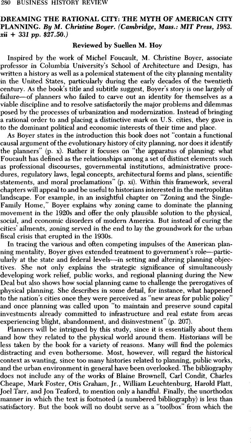Dreaming the Rational City: The Myth of American City Planning. By M ...