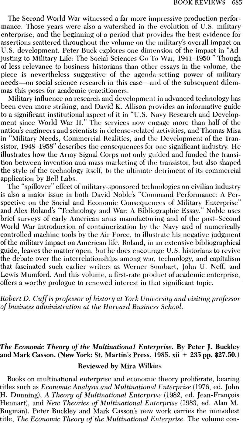 The Economic Theory of the Multinational Enterprise. By Peter J ...