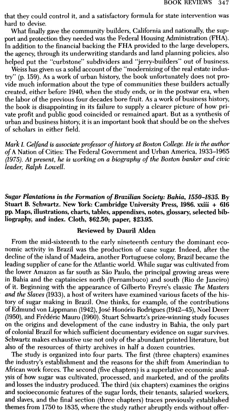 Sugar Plantations in the Formation of Brazilian Society: Bahia, 1550 ...