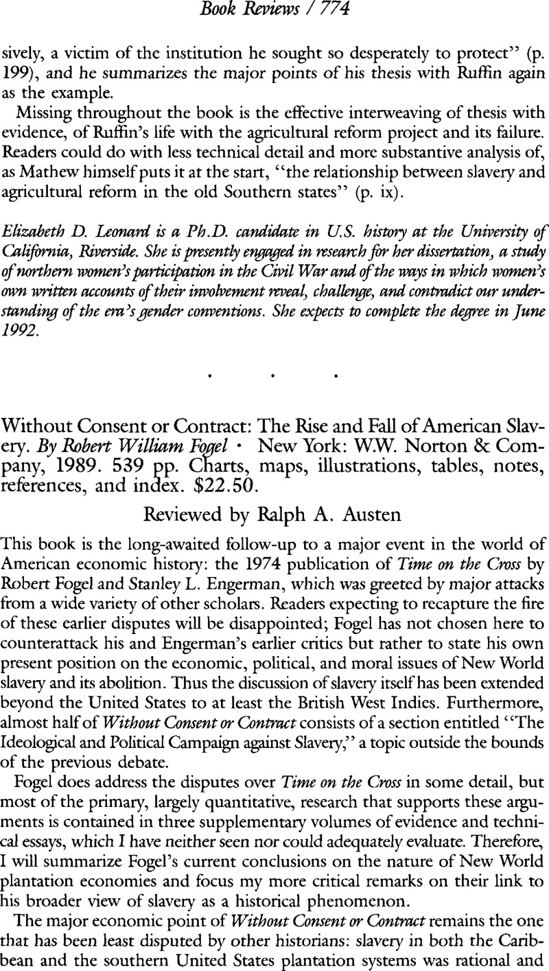 Without Consent or Contract: The Rise and Fall of American Slavery ...