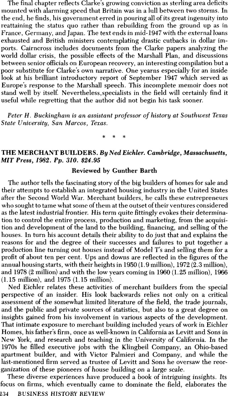 The Merchant Builders. By Ned Eichler. Cambridge, Massachusetts, MIT ...