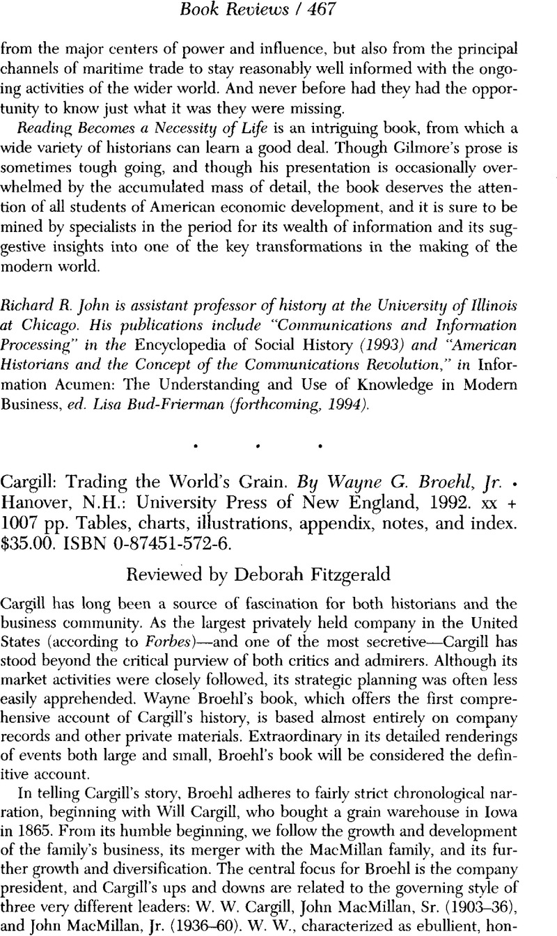 Cargill: Trading the World's Grain. By Wayne G. BroehlJr. , · Hanover ...