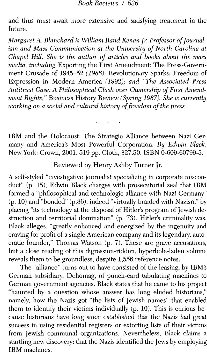 IBM and the Holocaust: The Strategic Alliance between Nazi Germany and ...