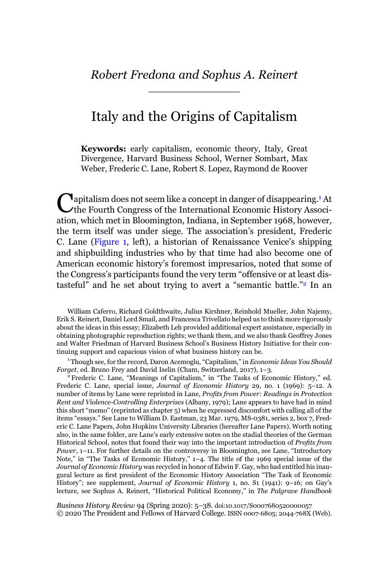 Italy and the Origins of Capitalism | Business History Review ...
