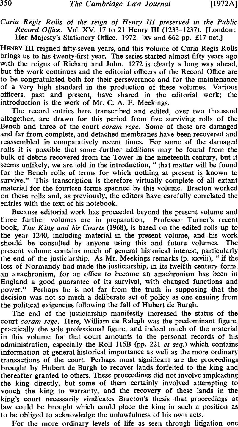 Curia Regis Rolls of the reign of Henry III preserved in the Public ...