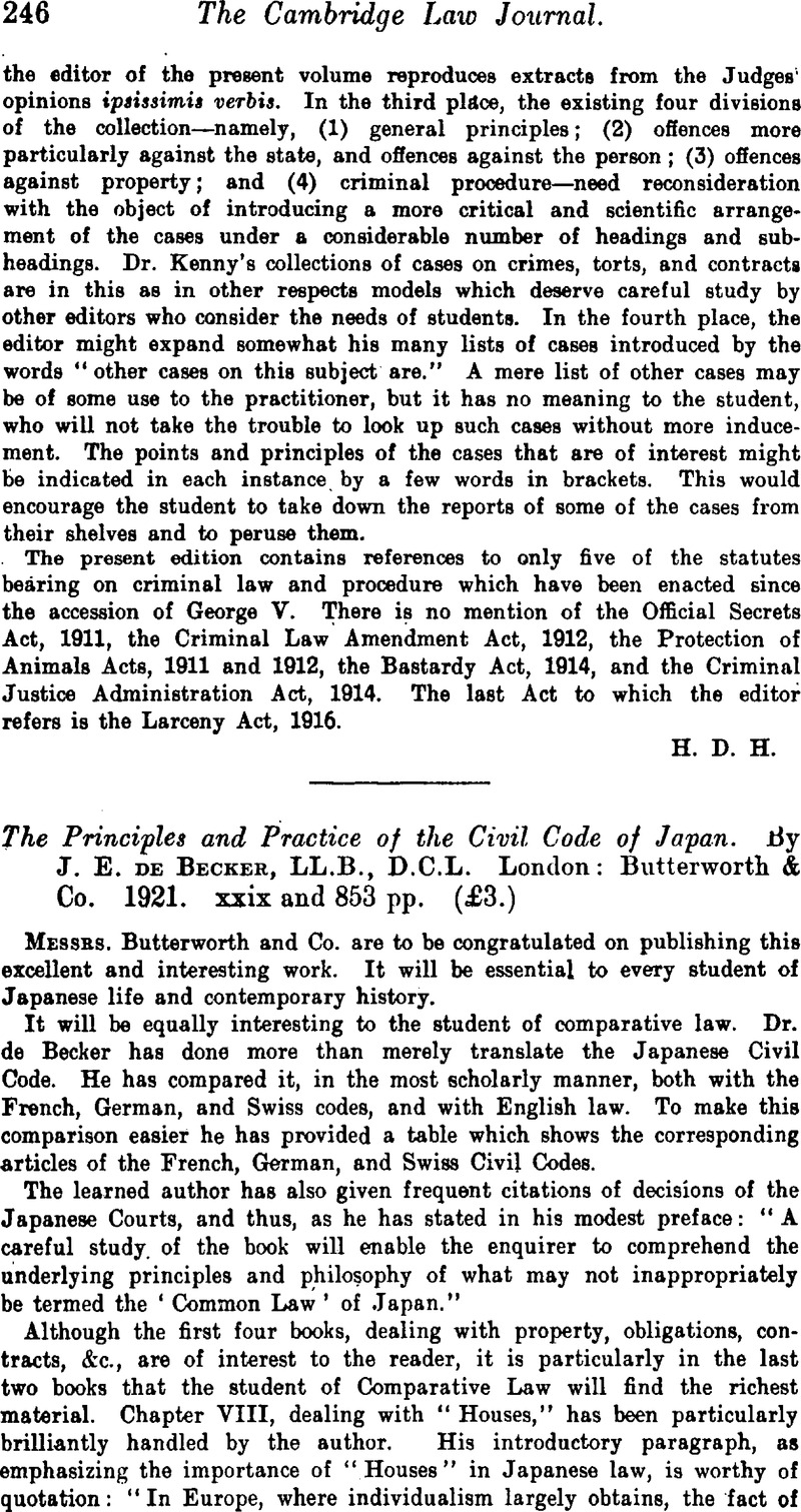 The Principles and Practice of the Civil Code of Japan. By J. E. de ...
