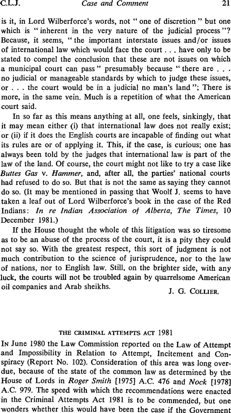 The Criminal Attempts Act 1981 | The Cambridge Law Journal | Cambridge Core