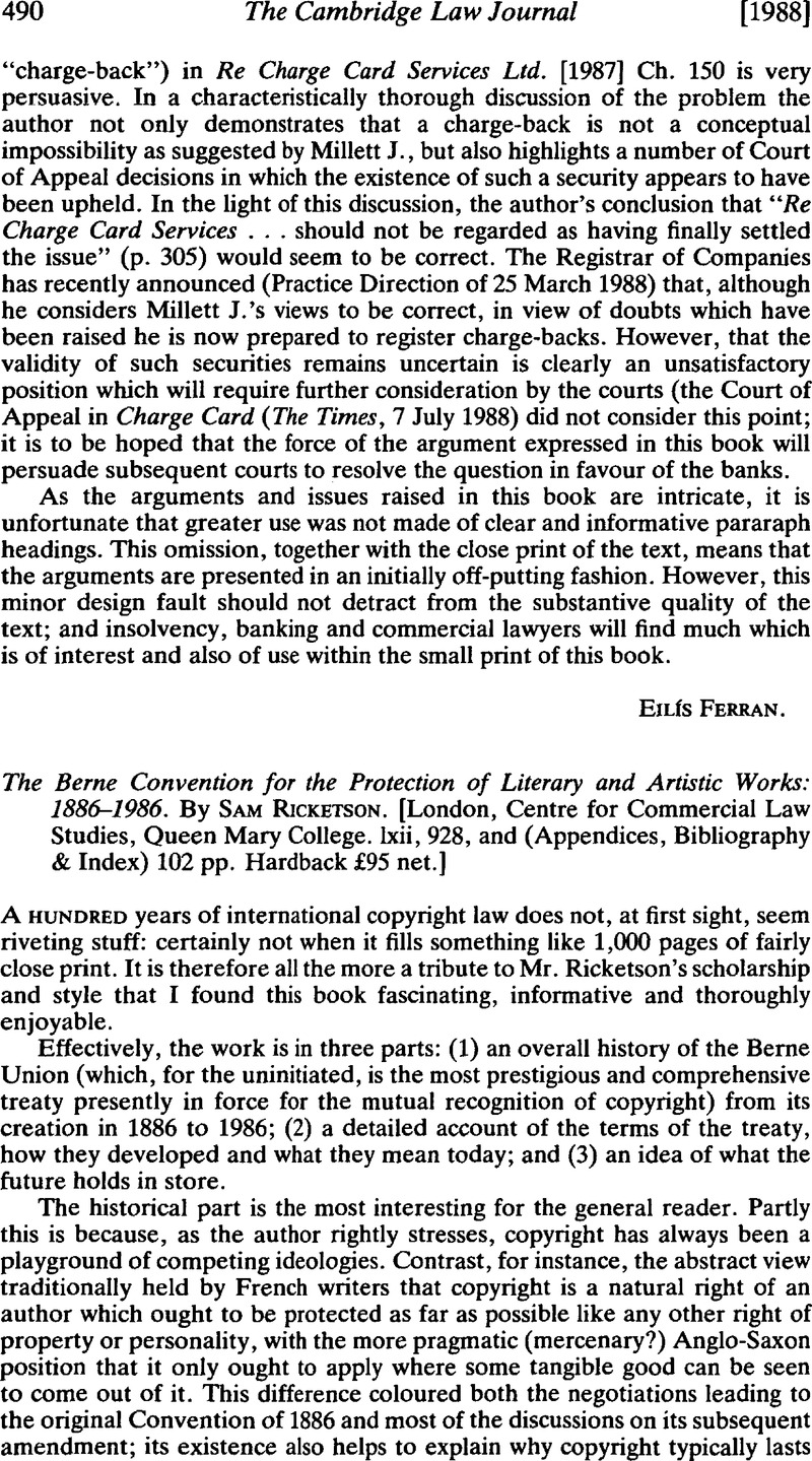 The Berne Convention for the Protection of Literary and Artistic Works ...