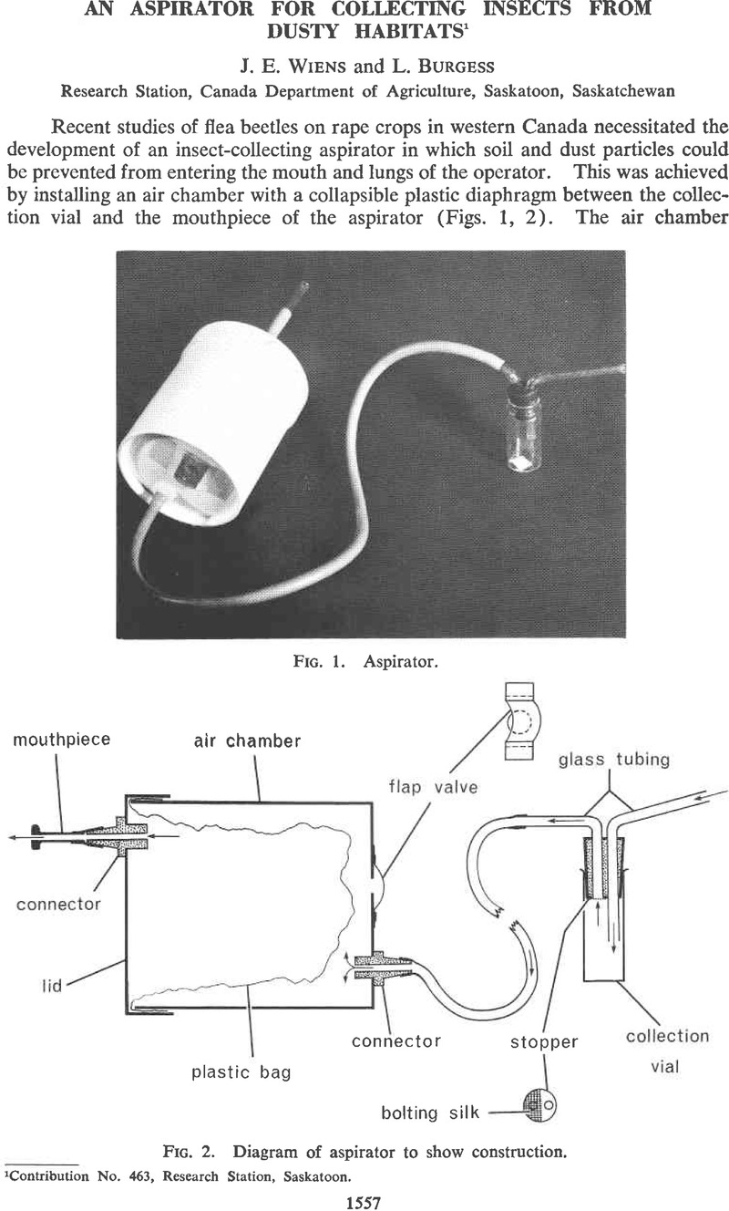 AN ASPIRATOR FOR COLLECTING INSECTS FROM DUSTY HABITATS1 | The Canadian ...
