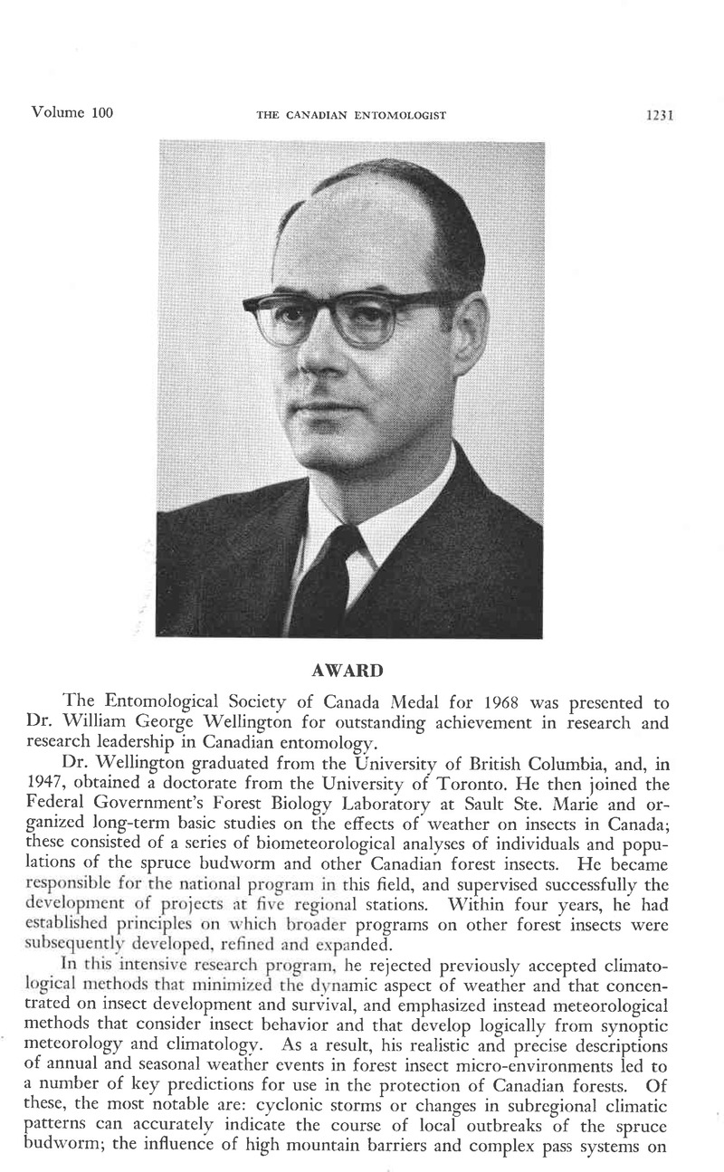 AWARD: The Entomological Society of Canada Medal | The Canadian ...