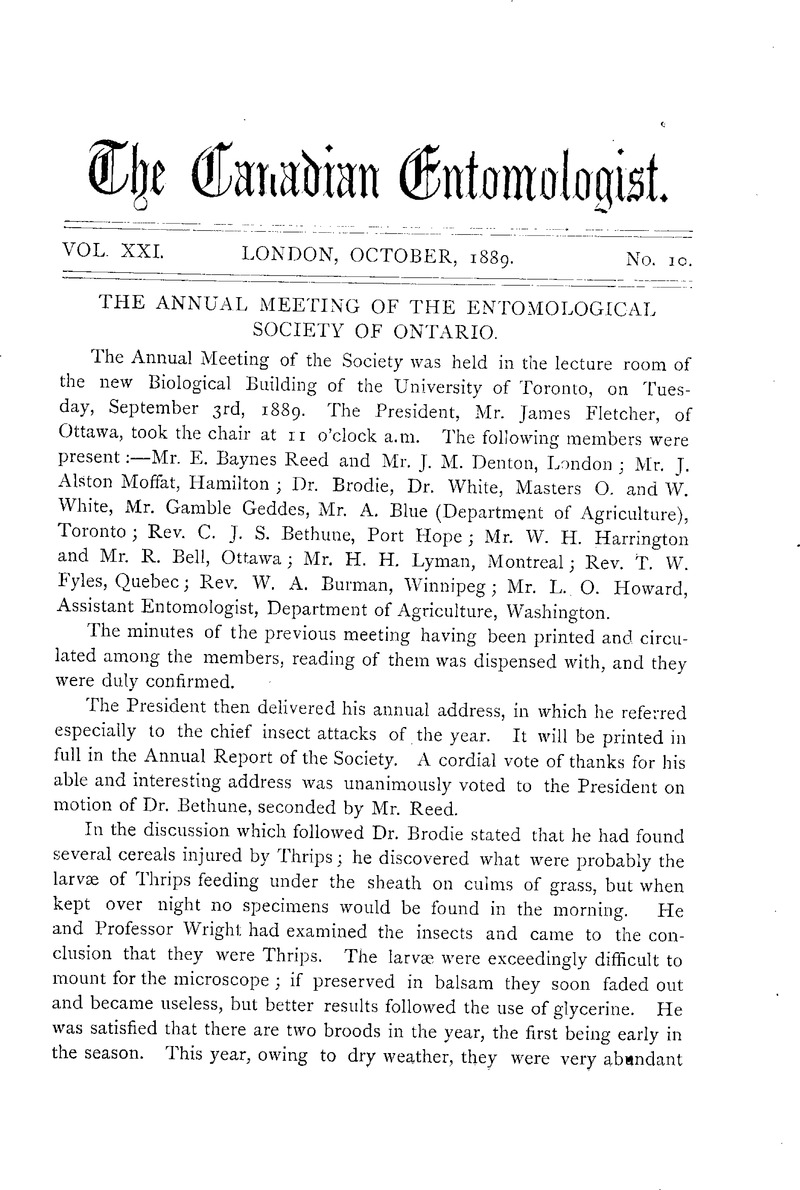 THE ANNUAL MEETING OF THE ENTOMOLOGICAL SOCIETY OF ONTARIO | The ...