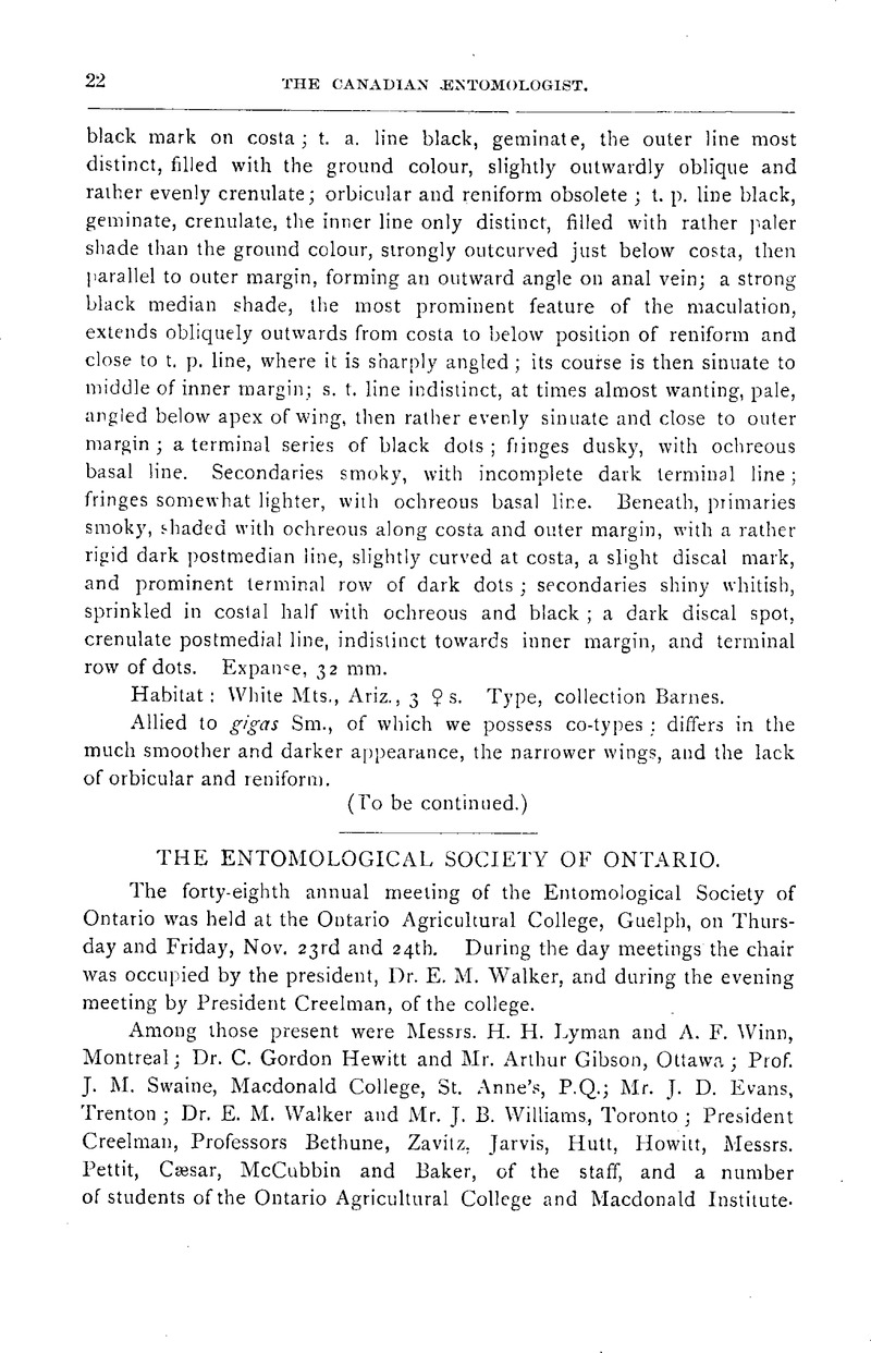 THE ENTOMOLOGICAL SOCIETY OF ONTARIO. | The Canadian Entomologist ...