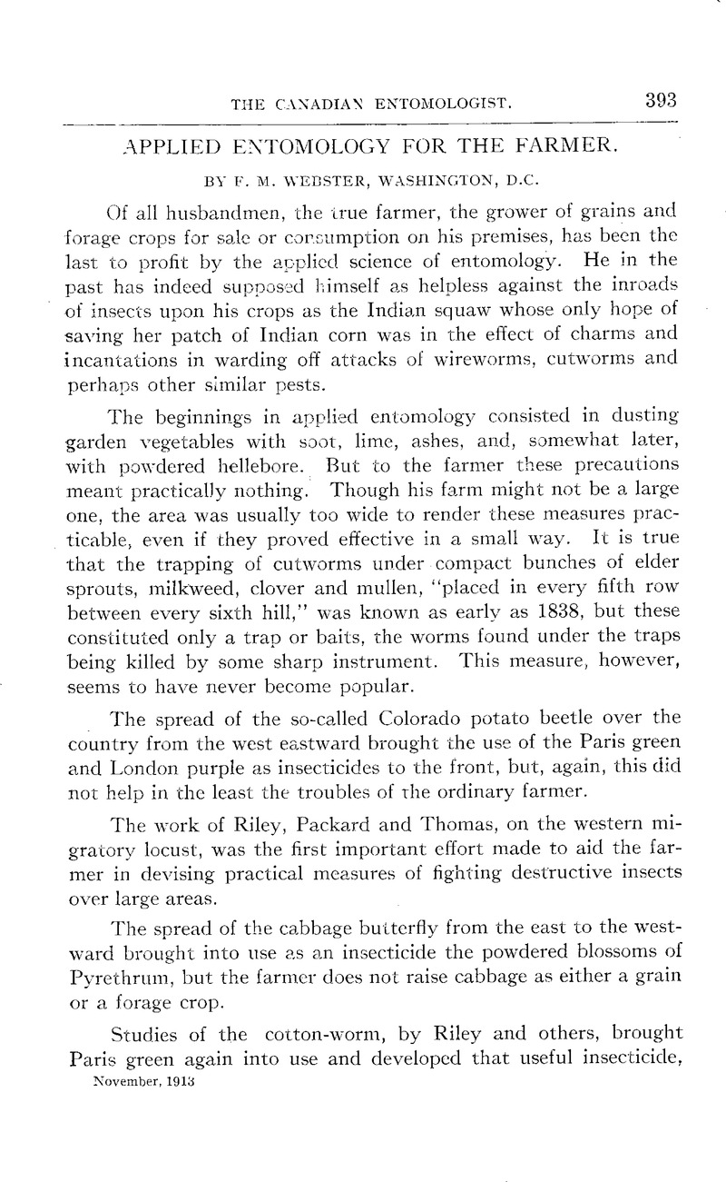 APPLIED ENTOMOLOGY FOR THE FARMER. | The Canadian Entomologist ...