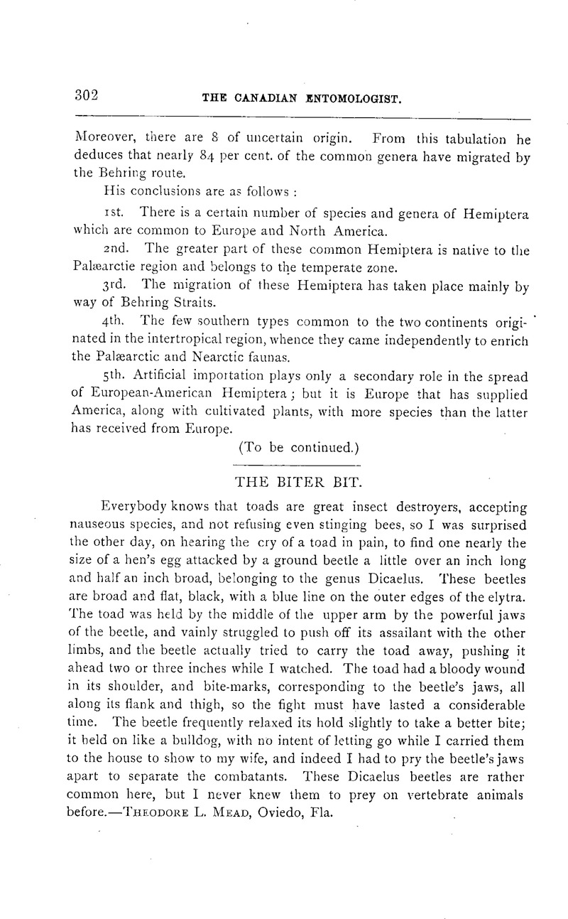 THE BITER BIT. | The Canadian Entomologist | Cambridge Core