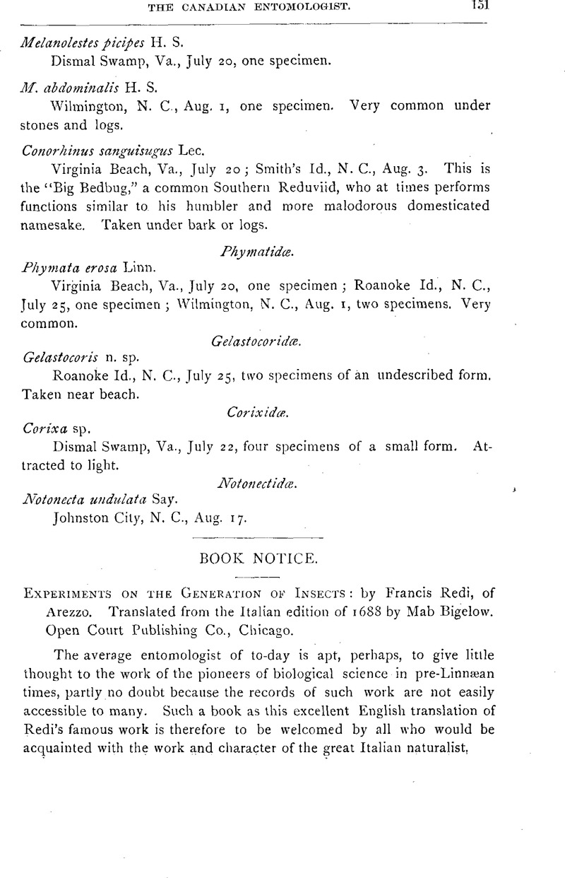 Experiments on the Generation of Insects : by Francis Redi, of Arezzo. Translated from the ...