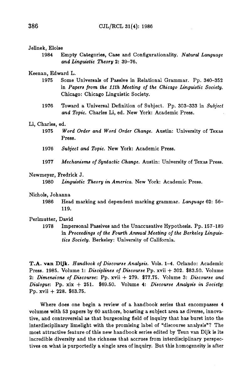 T.A. van Dijk. Handbook of Discourse Analysis. Vols. 1–4. Orlando ...