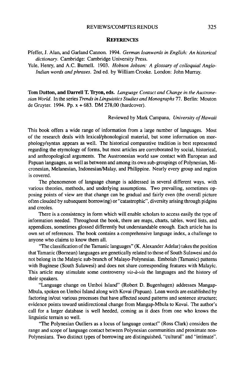 Tom Dutton, and Darrell T. Tryon, eds. Language Contact and Change in ...