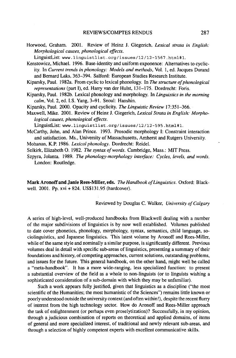 Mark Aronoff and Janie Rees-Miller, eds. The Handbook of Linguistics ...