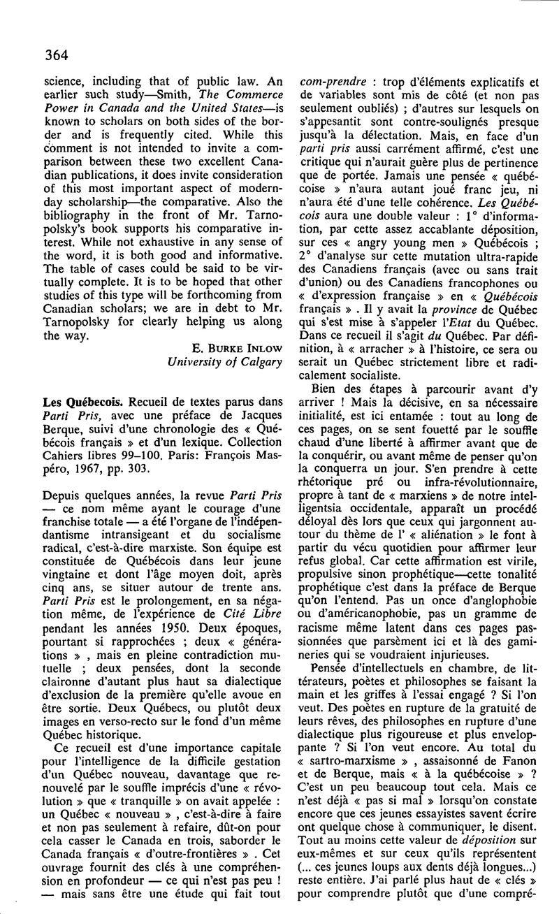 Les Québecois. Recueil de textes parus dans Parti Pris, avec une ...