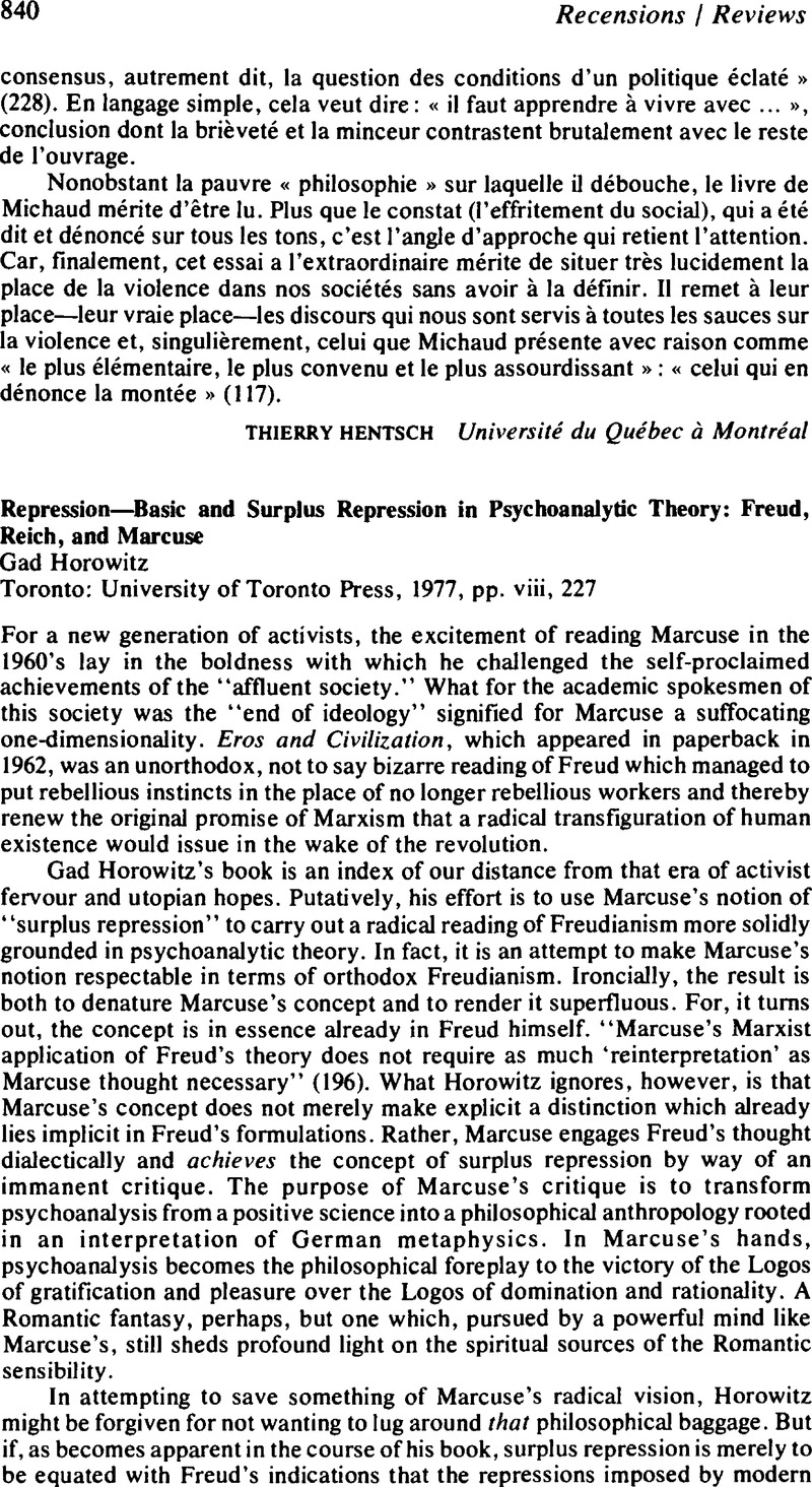 Repression—Basic and Surplus Repression in Psychoanalytic Theory: Freud ...