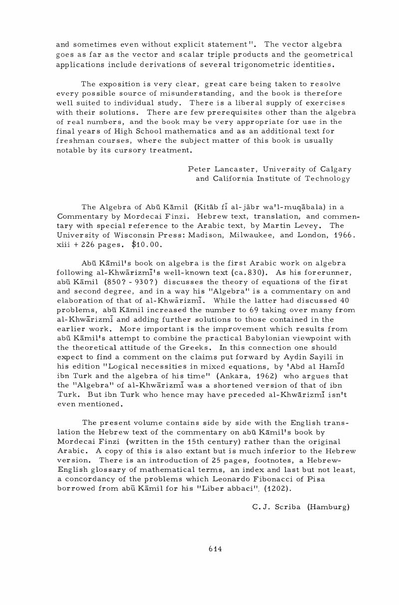The Algebra of Abu Kamil (Kitab fi al-jàbr wa'l-muqabala) in a ...