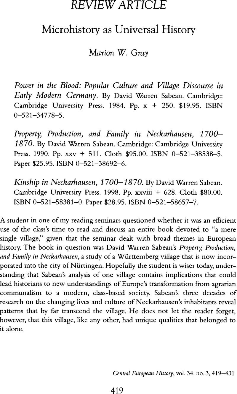 Microhistory as Universal History | Central European History ...