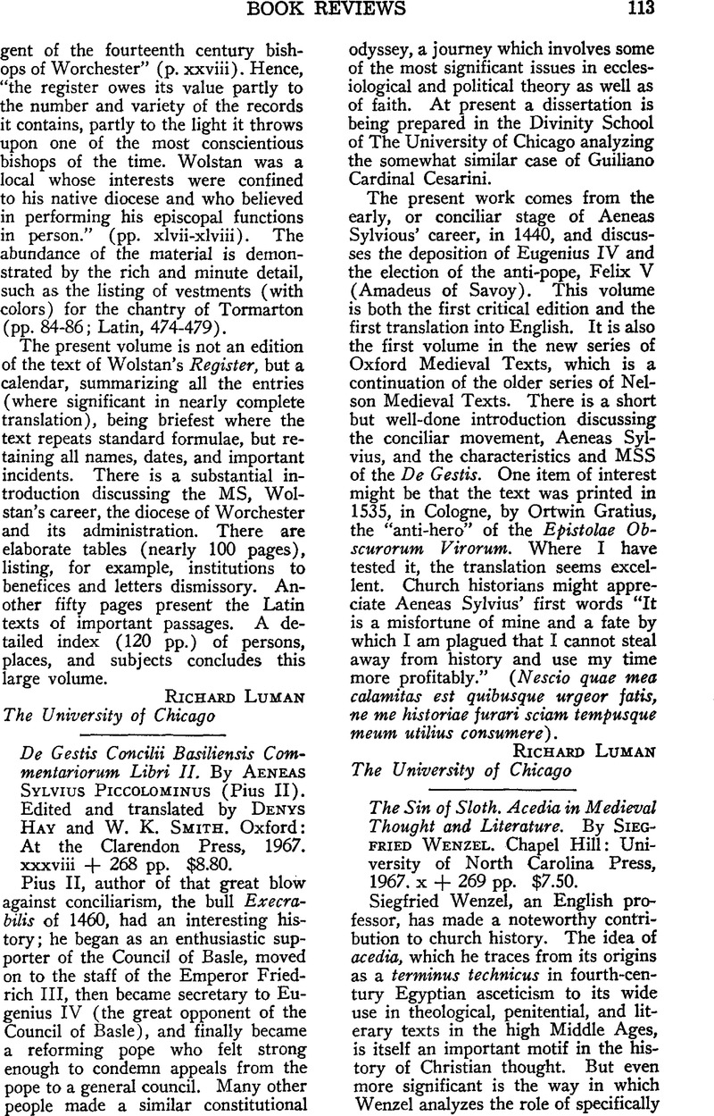 The Sin of Sloth. Acedia in Medieval Thought and Literature. By ...