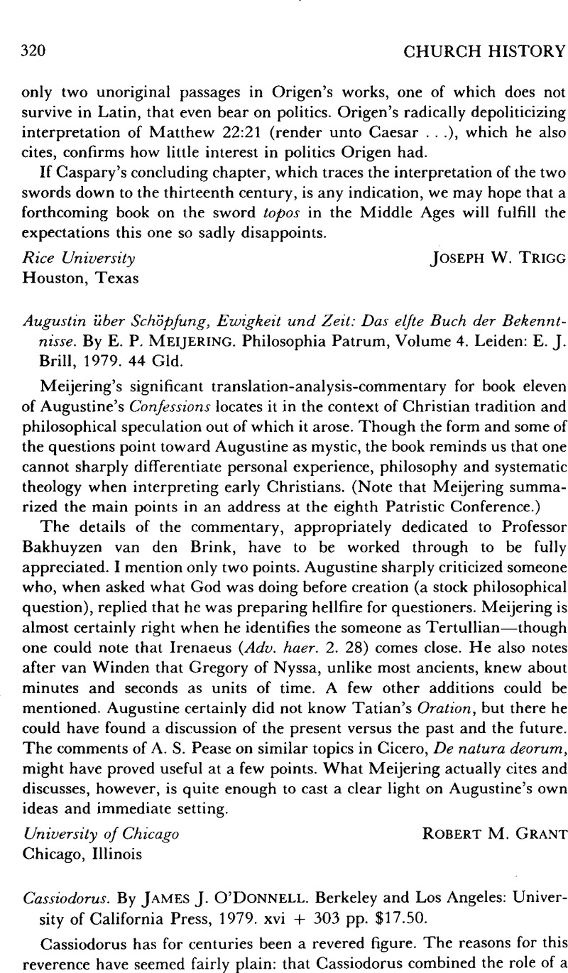 Cassiodorus By James J Odonnell Berkeley And Los Angeles University Of California Press