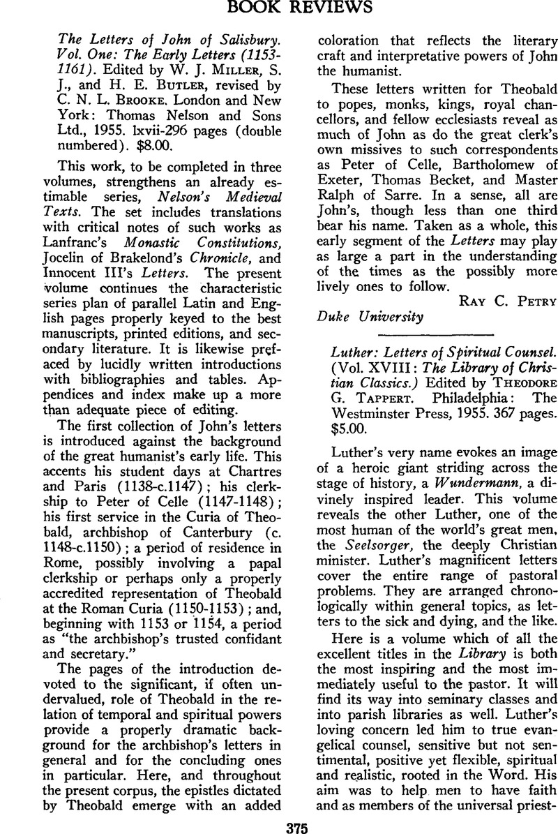 Luther: Letters of Spiritual Counsel. (Vol. XVIII: The Library of ...