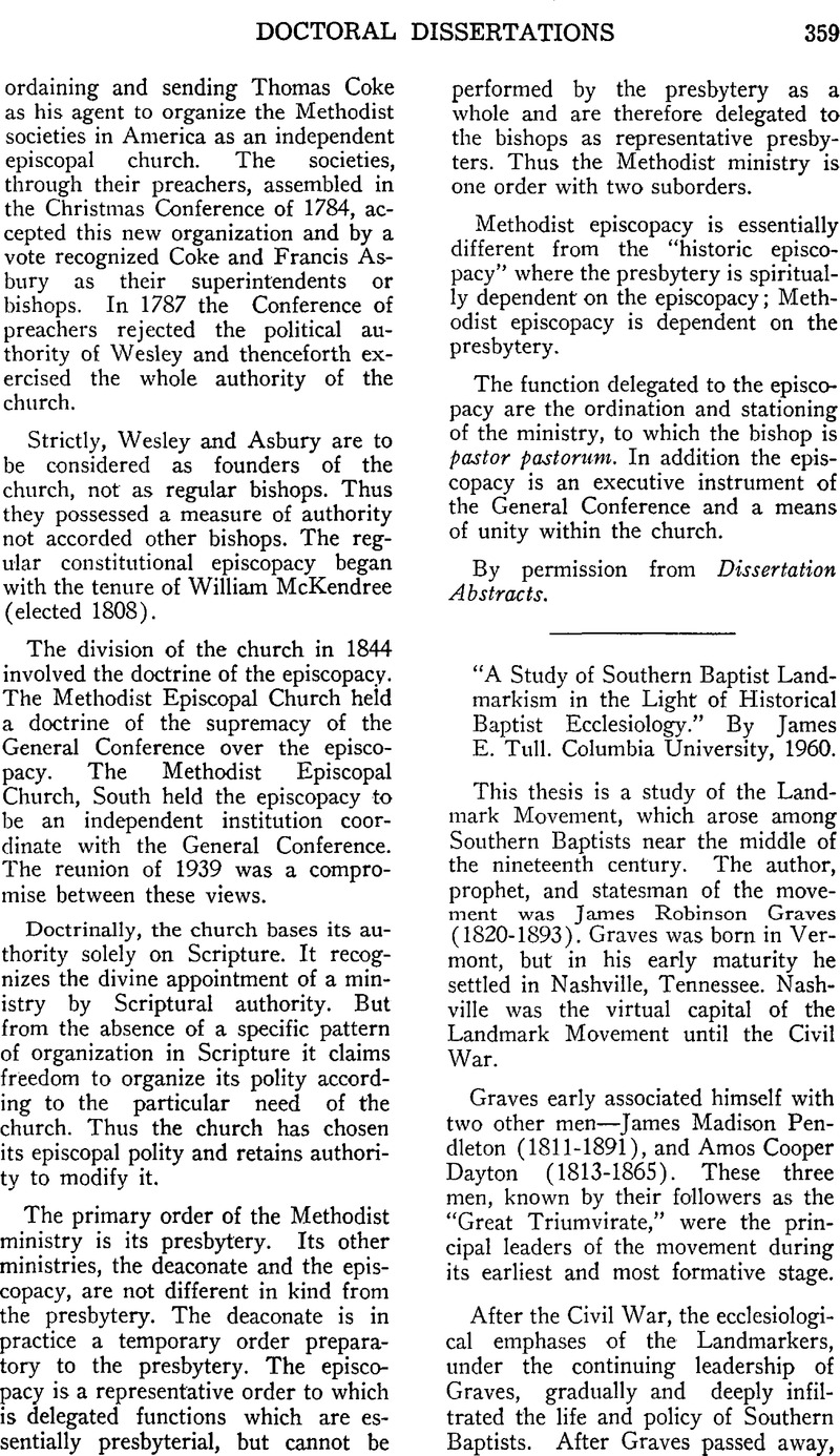 “A Study of Southern Baptist Landmarkism in the Light of Historical ...