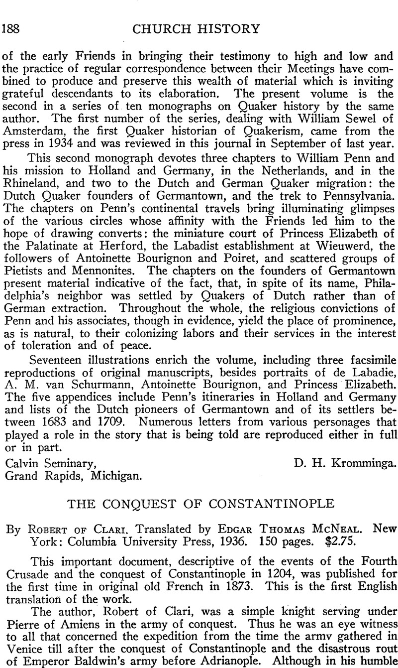 The Conquest of Constantinople By Robert of Clari. Translated by Edgar ...