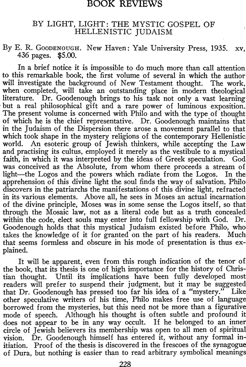 By Light, Light: The Mystic Gospel of Hellenistic Judaism By E. R ...