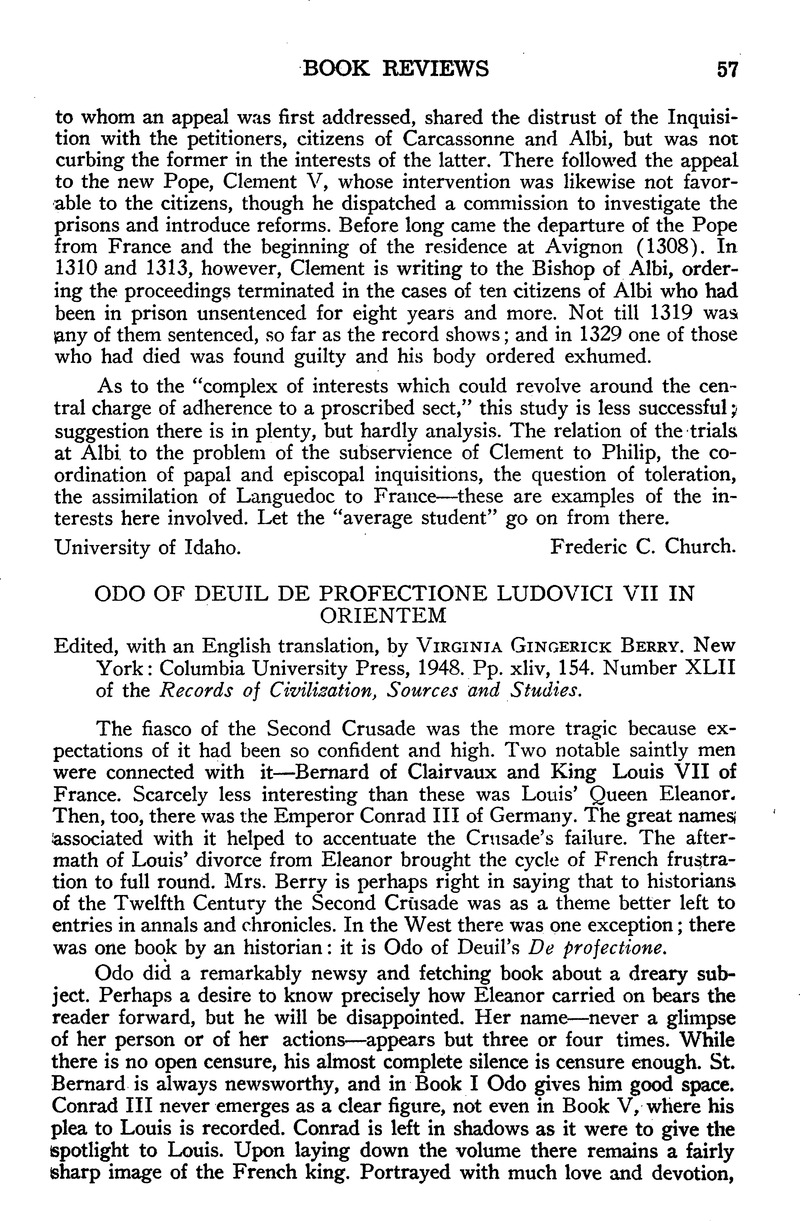 Odo of Deuil de Profectione Ludovici VII in Orientem Edited, with an ...