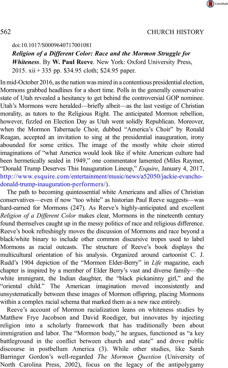 Religion of a Different Color: Race and the Mormon Struggle for ...